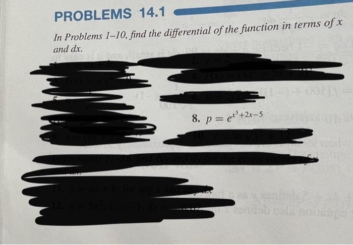 Solved In Problems 1-10, find the differential of the | Chegg.com
