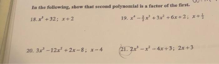 Solved In the following, show that second polynomial is a | Chegg.com
