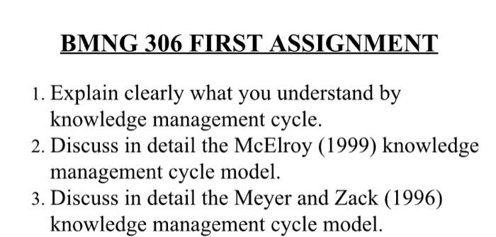 Solved BMNG 306 FIRST ASSIGNMENT 1. Explain clearly what you | Chegg.com