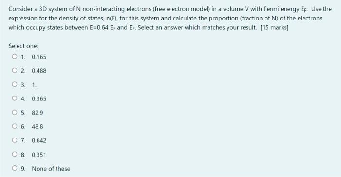 Solved Consider a 3D system of N non-interacting electrons | Chegg.com