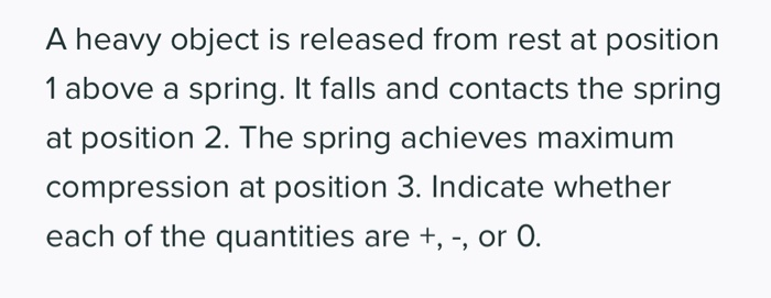 Solved A Heavy Object Is Released From Rest At Position 1 6324