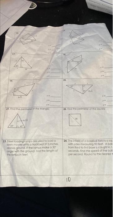 unit 8 right triangles & trigonometry homework 2 | Chegg.com