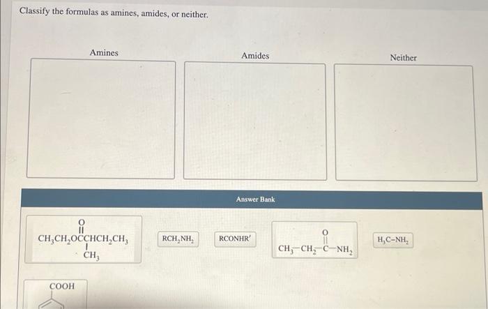 Solved Classify the formulas as amines, amides, or neither. | Chegg.com