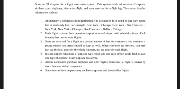 Solved Draw an ER diagram for a flight reservation system. | Chegg.com