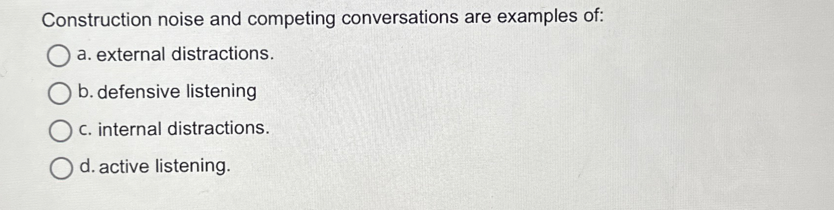 Solved Construction noise and competing conversations are | Chegg.com