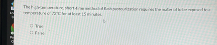 Solved The high-temperature, short-time method of flash | Chegg.com