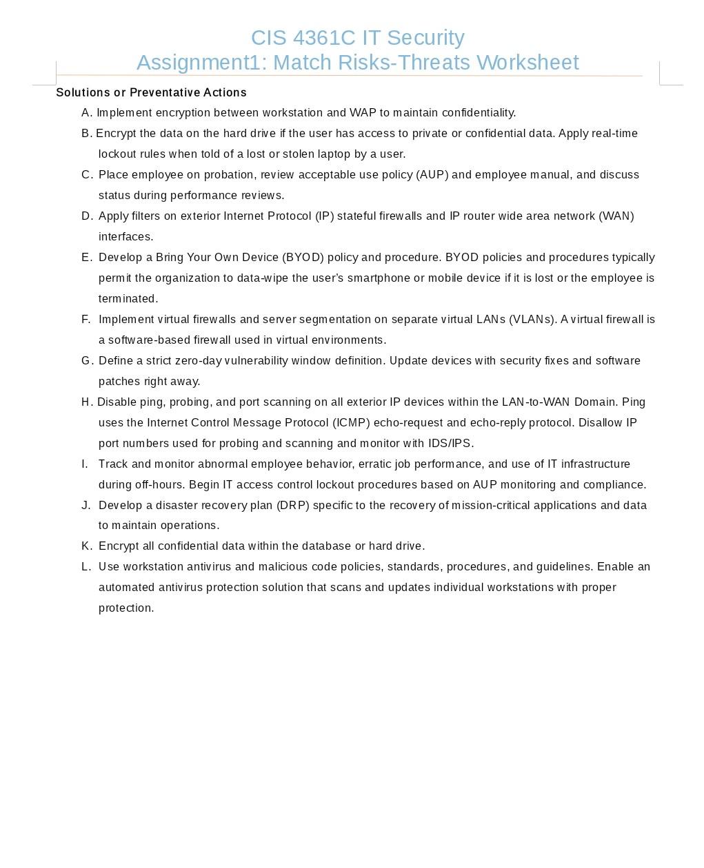 Solved CIS 4361C IT Security Assignment1: Match | Chegg.com