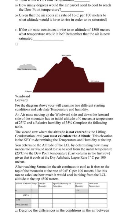 Solved Lab 3 Humidity and Atmospheric Stability | Chegg.com