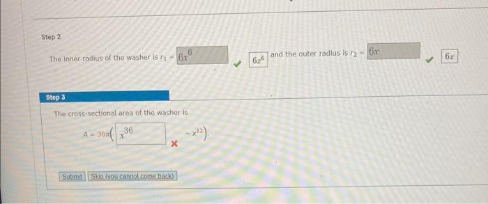 Solved Step 2 The inner radius of the washer is r1= and the | Chegg.com