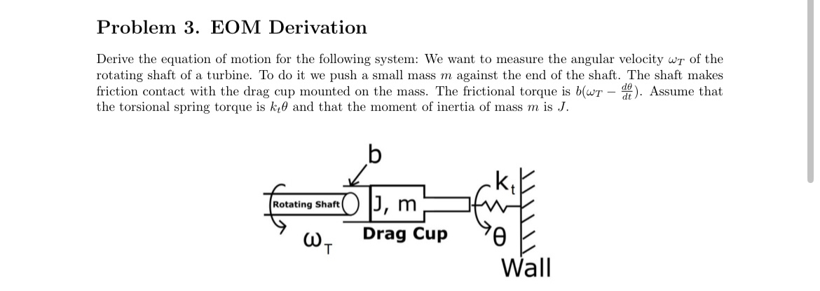 Solved Problem 3. ﻿EOM DerivationDerive the equation of | Chegg.com