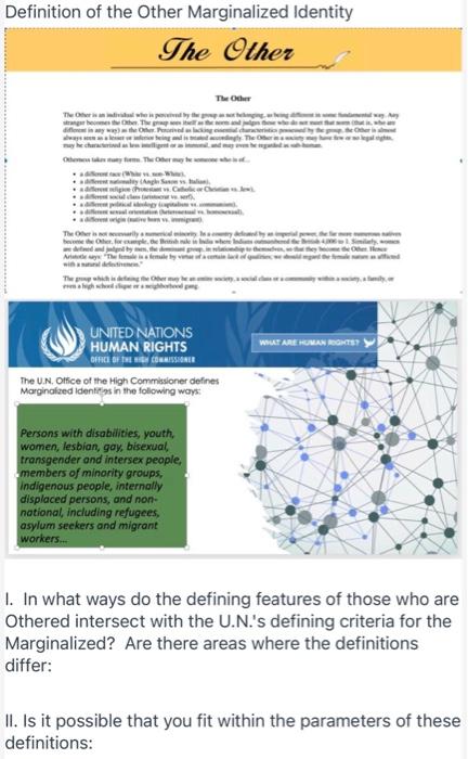 Solved Definition of the Other Marginalized Identity The | Chegg.com