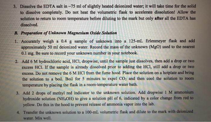 Solved A. Preparation of Na2H2EDTA The purified EDTA hydrate | Chegg.com