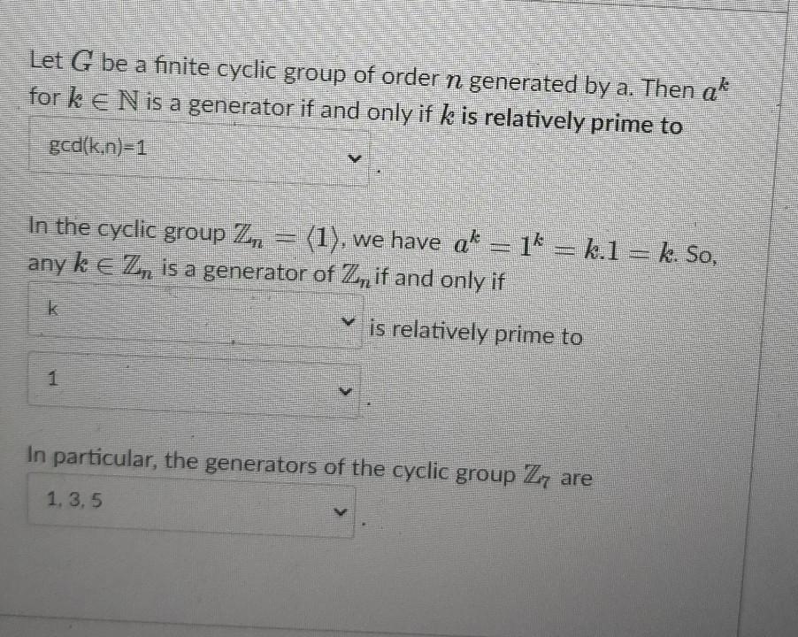 Solved Let G be a finite cyclic group of order n generated | Chegg.com
