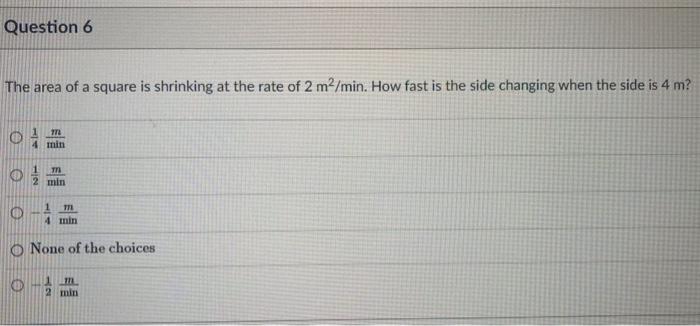 Solved Question 4 The equation in related rates problem is | Chegg.com