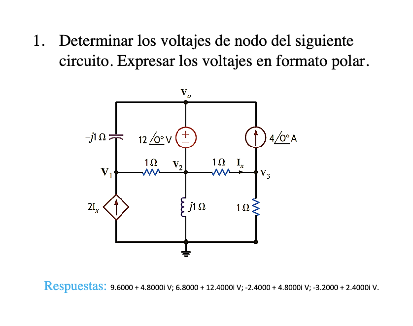 Solved Determinar los voltajes de nodo del siguiente | Chegg.com