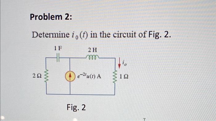 Solved Determine i0(t) in the circuit of Fig. 2. Fig. 2 | Chegg.com