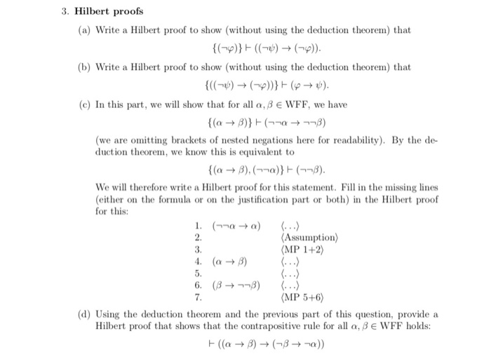 Solved 3. Hilbert proofs (a) Write a Hilbert proof to show | Chegg.com
