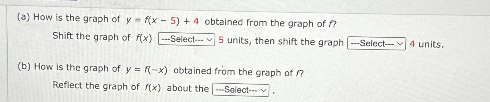 Solved (a) ﻿How is the graph of y=f(x-5)+4 ﻿obtained from | Chegg.com