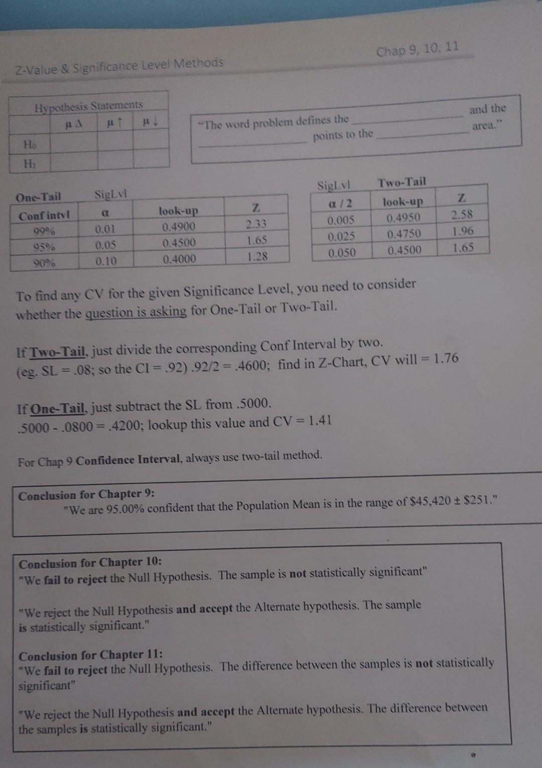 Z-Value \& Significance Level Methods and the "The | Chegg.com