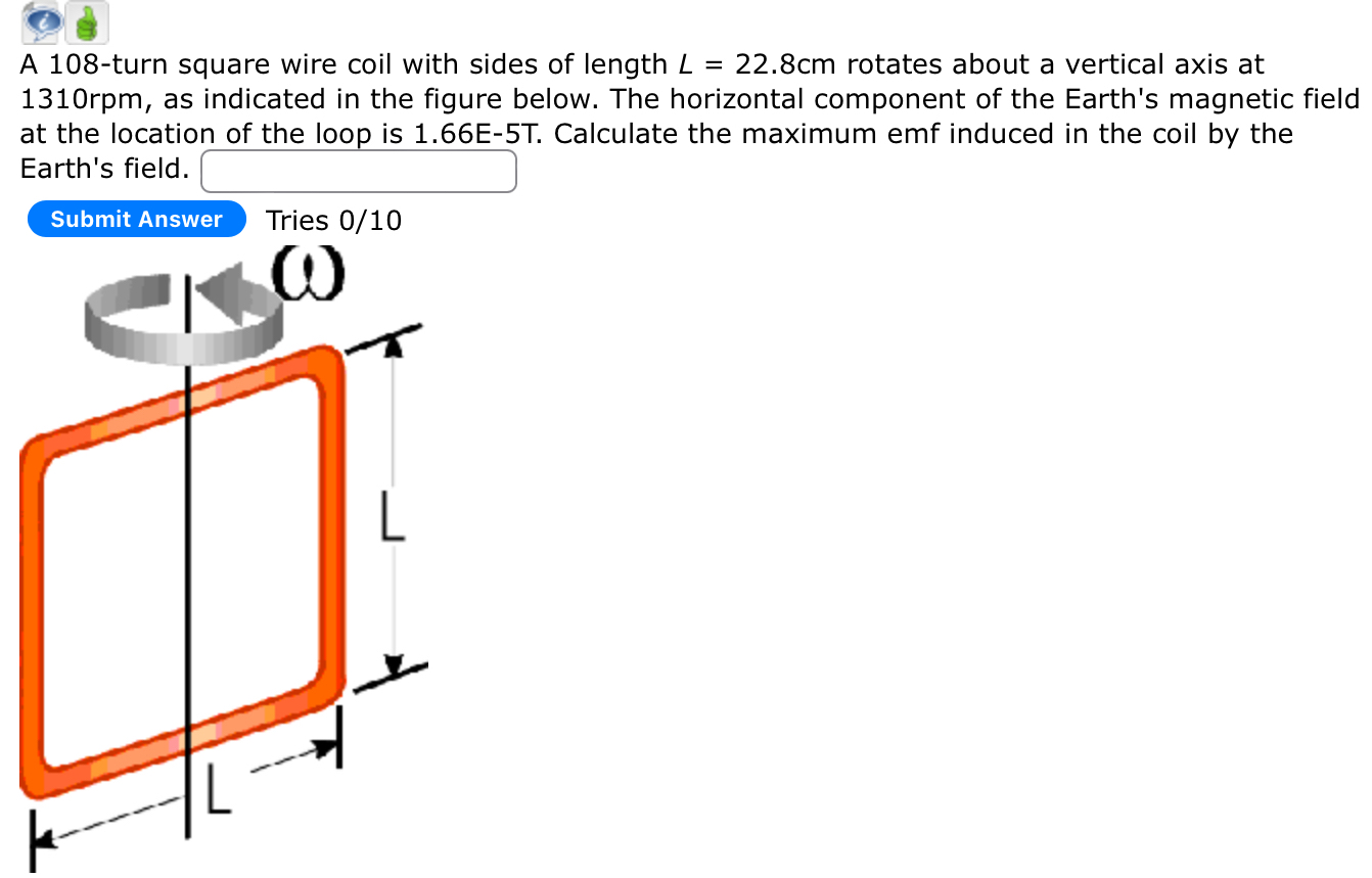 Solved A 108-turn square wire coil with sides of length | Chegg.com