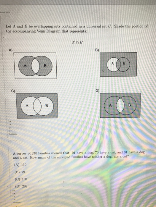 Solved Let A and B be overlapping sets contained in a | Chegg.com