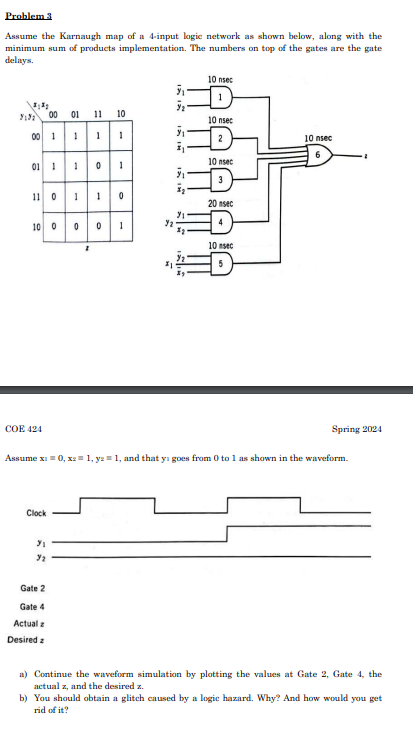 Problem 3Assume the Karnaugh map of a 4-input logic | Chegg.com