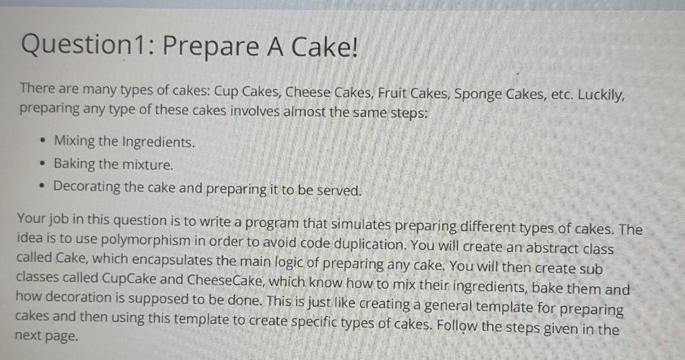 Solved Question 1: Prepare A Cake! There are many types of | Chegg.com