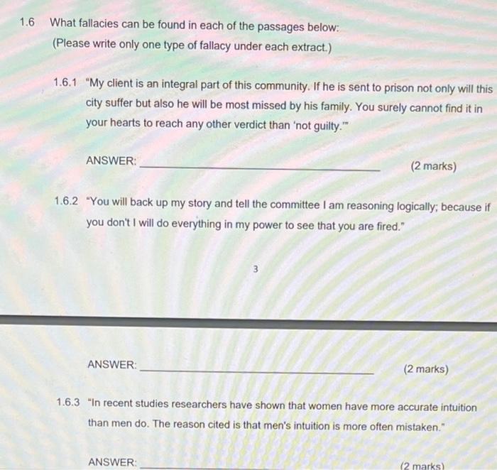 Solved please assist me with identifying which fallacy can | Chegg.com