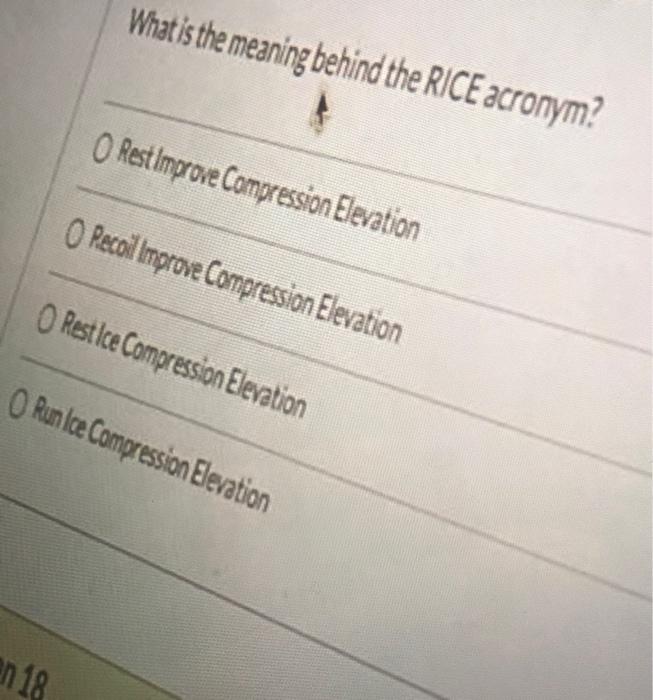 Solved What is the meaning behind the RICE acronym? 0 Rest | Chegg.com