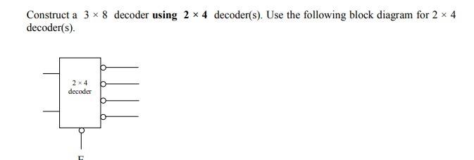Solved Construct a 3 x 8 decoder using 2 x 4 decoder(s). Use | Chegg.com