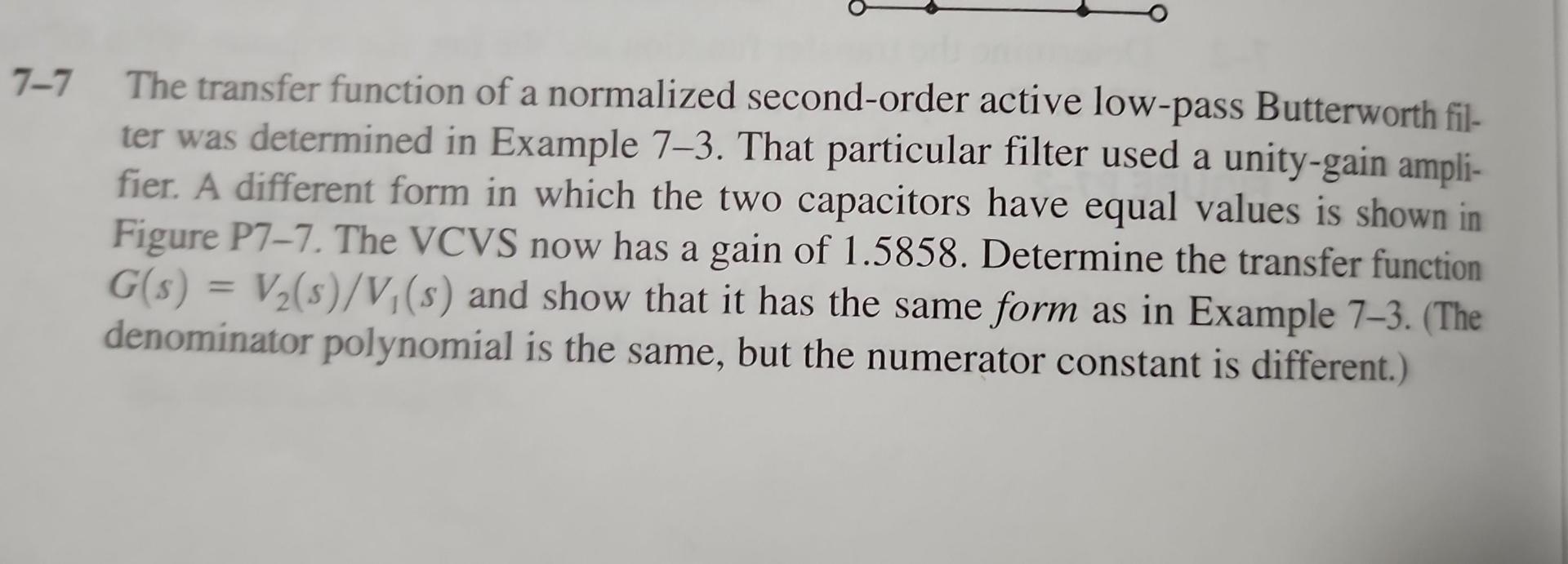 Solved The transfer function of a normalized second-order | Chegg.com