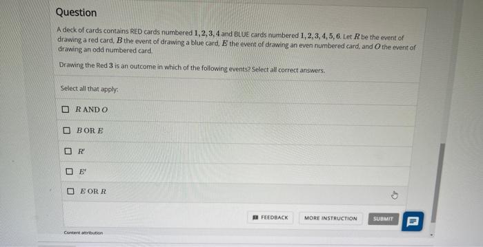 Solved A deck of cards contains RED cards numbered 1, 2,3,4 | Chegg.com