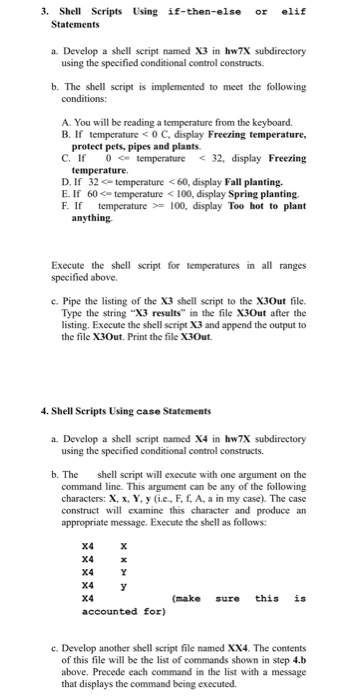 if-then-else or elif 3. Shell Scripts Using | Chegg.com