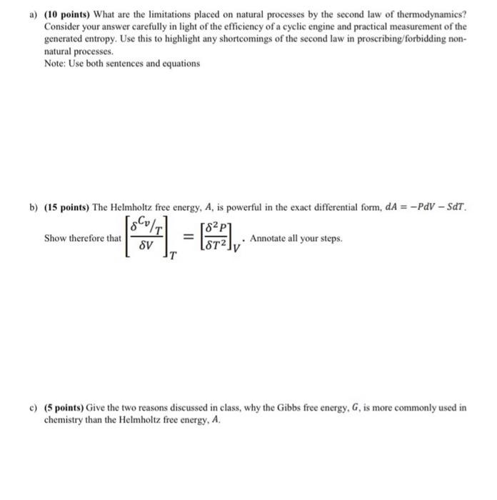 Solved a) (10 points) What are the limitations placed on | Chegg.com