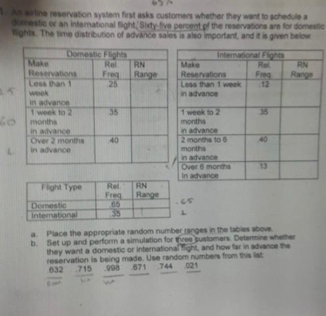 Solved 1ne reservation system first asks customers whether | Chegg.com