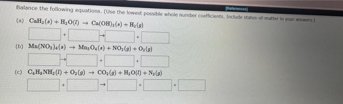 Solved Balance the following equations. (Use the lowest | Chegg.com