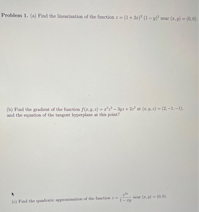 Solved roblem 1. (a) Find the linearization of the function | Chegg.com