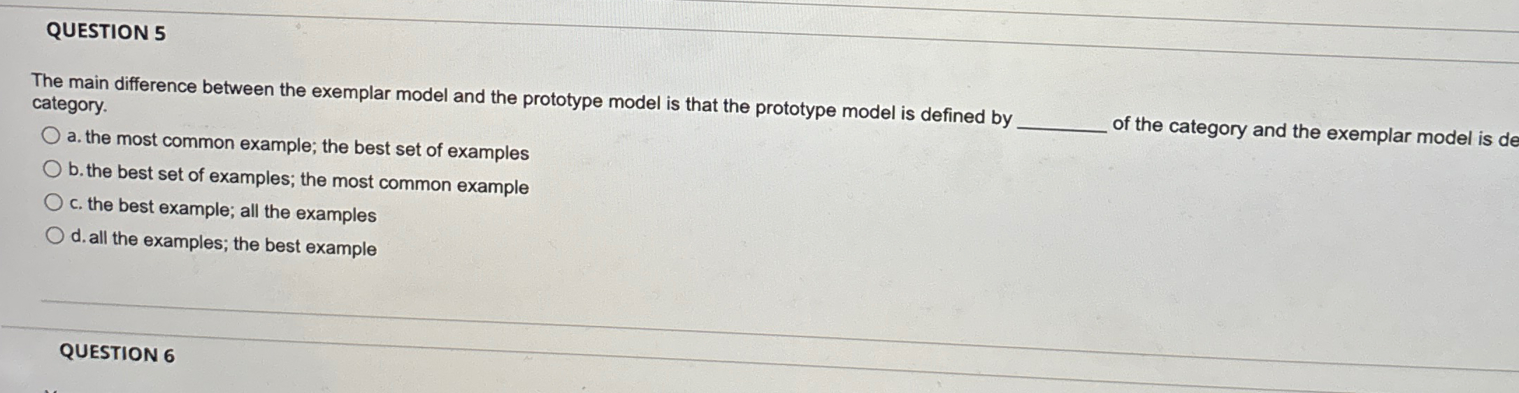 Solved QUESTION 5The main difference between the exemplar | Chegg.com