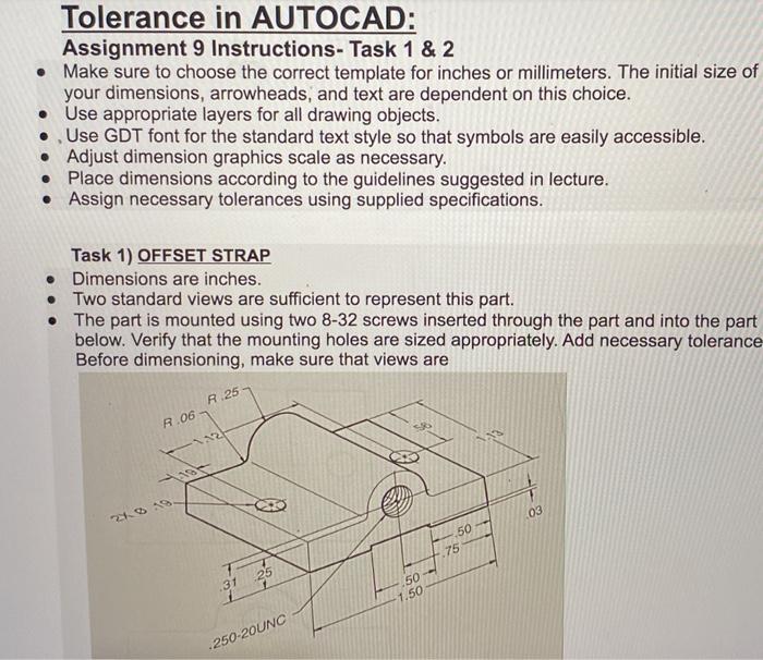 Solved Tolerance in AUTOCAD: Assignment 8 Instructions - | Chegg.com
