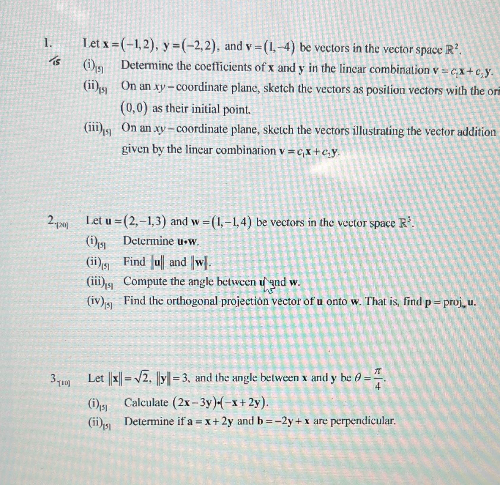 Solved Let x=(-1,2),y=(-2,2), ﻿and v=(1,-4) ﻿be vectors in | Chegg.com