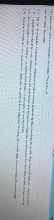 Solved Can a square mate with two identical columns be | Chegg.com