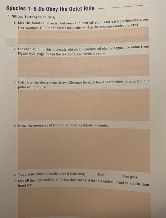Solved Species 1-8 Do Obey the Octet Rule 1. Silicon | Chegg.com