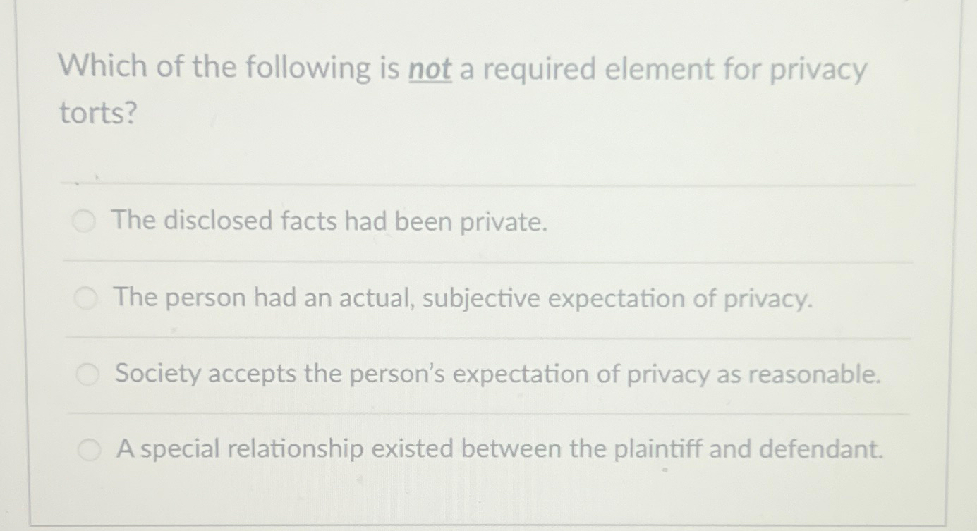 Solved Which of the following is not a required element for | Chegg.com
