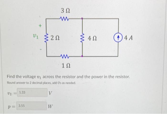Solved Find the voltage v1 across the resistor and the power | Chegg.com