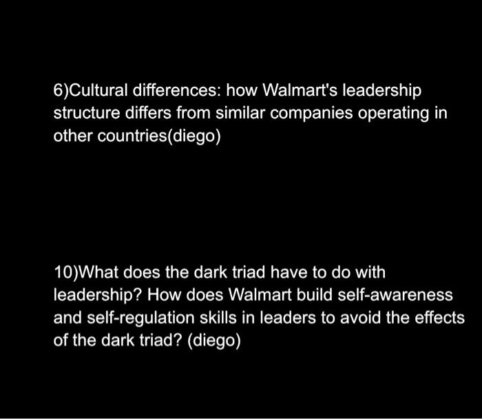 6)Cultural differences: how Walmart's leadership | Chegg.com