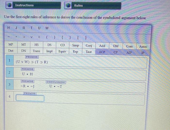 Solved Instructions Rules Use the first eight rules of | Chegg.com
