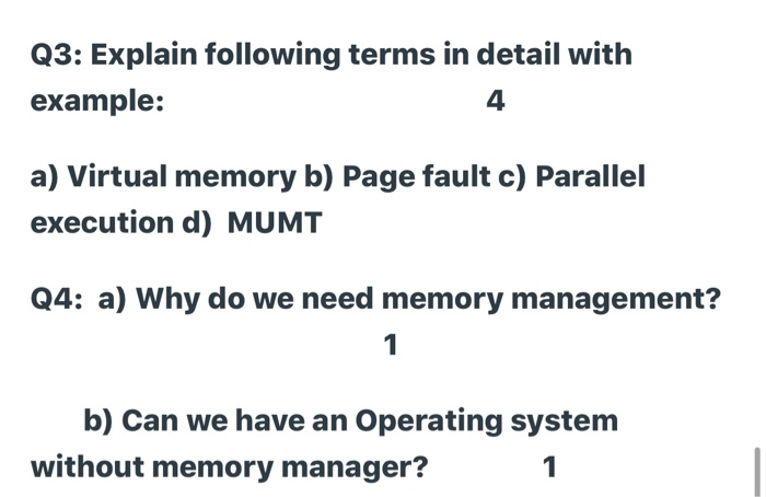 Solved Q3: Explain following terms in detail with example: 4 | Chegg.com