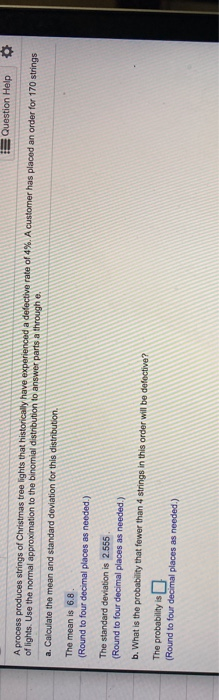 Solved Question Help A process produces strings of Christmas | Chegg.com