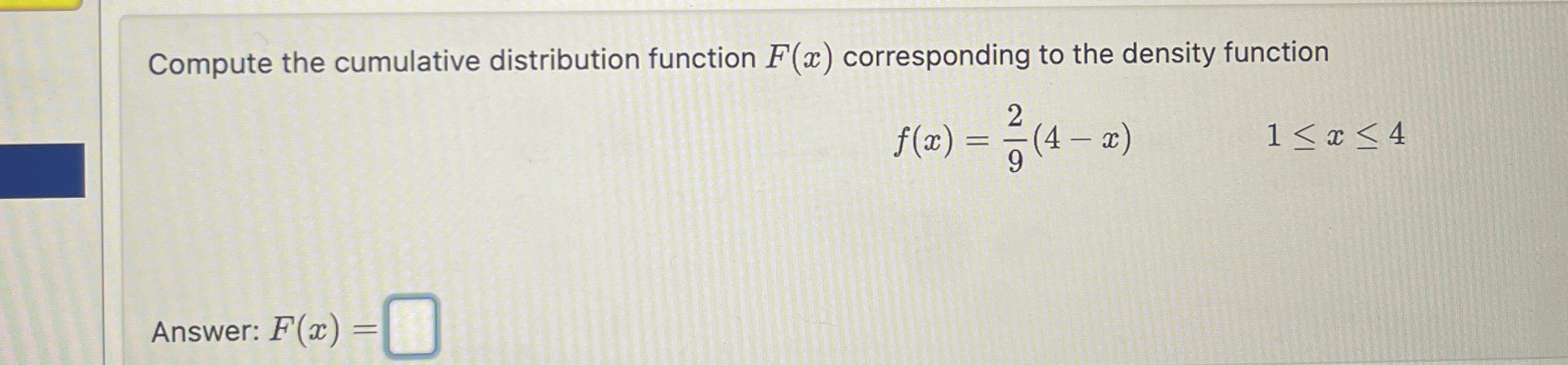 Solved Compute The Cumulative Distribution Function F X