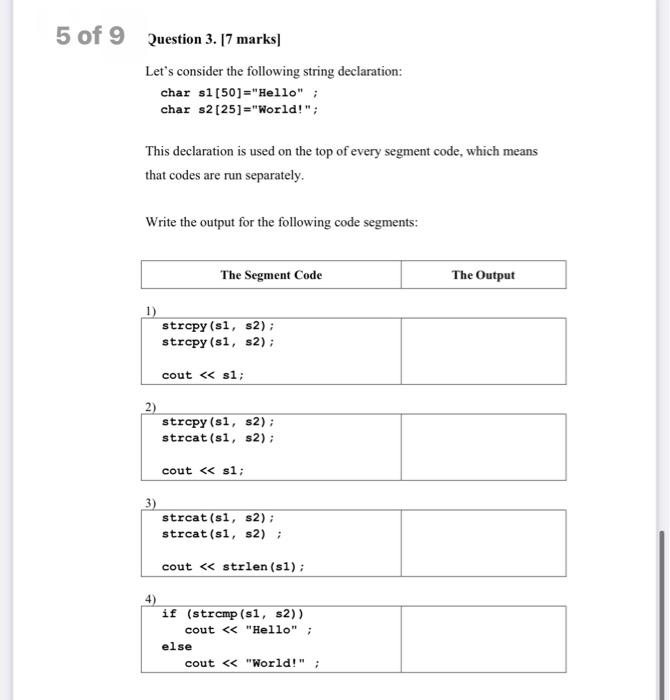 Solved Question 3. [7 marks] Let's consider the following | Chegg.com